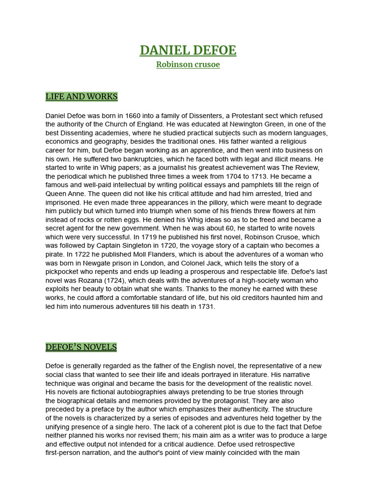 Daniel Defoe | PDF | Daniel Defoe | Novels