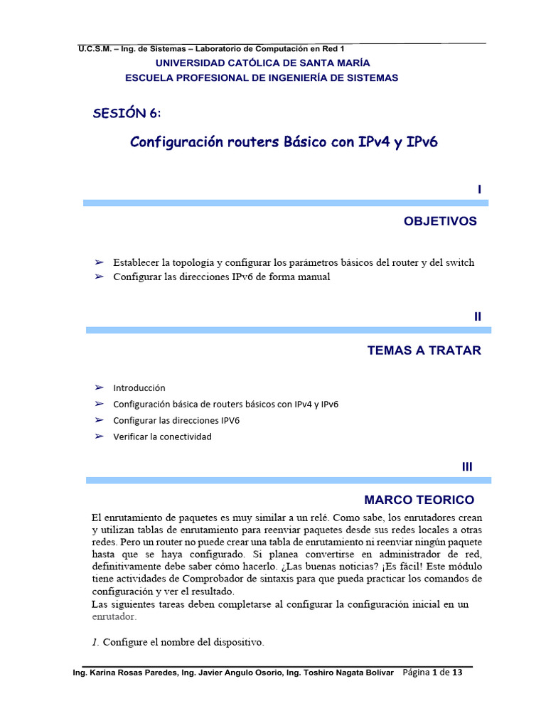 Practica 6 Computacion en Red I 2023 | PDF | Enrutador (Computación) | Yo Pv6