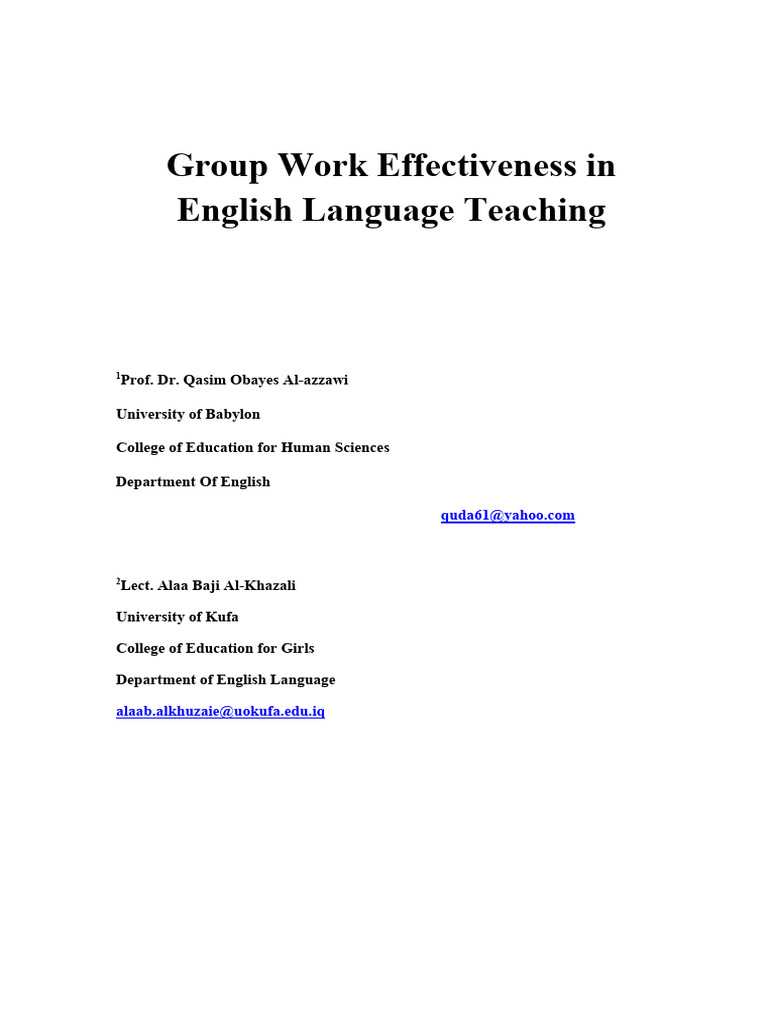 Group Work 1 1 | PDF | Methodology | Teachers