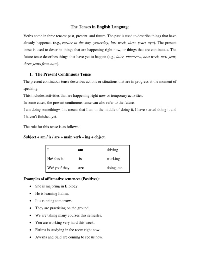 The Tenses in The Language Final Draft | PDF | Grammatical Tense ...