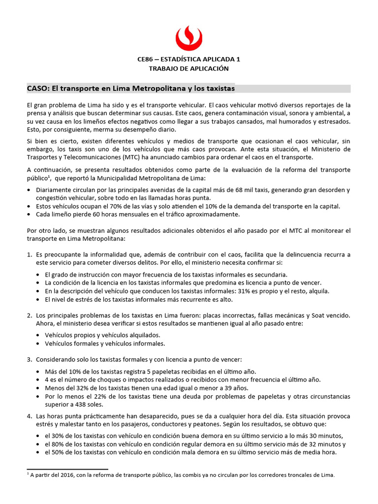 CE86 - Caso de Estudio | PDF | Transporte | Lima