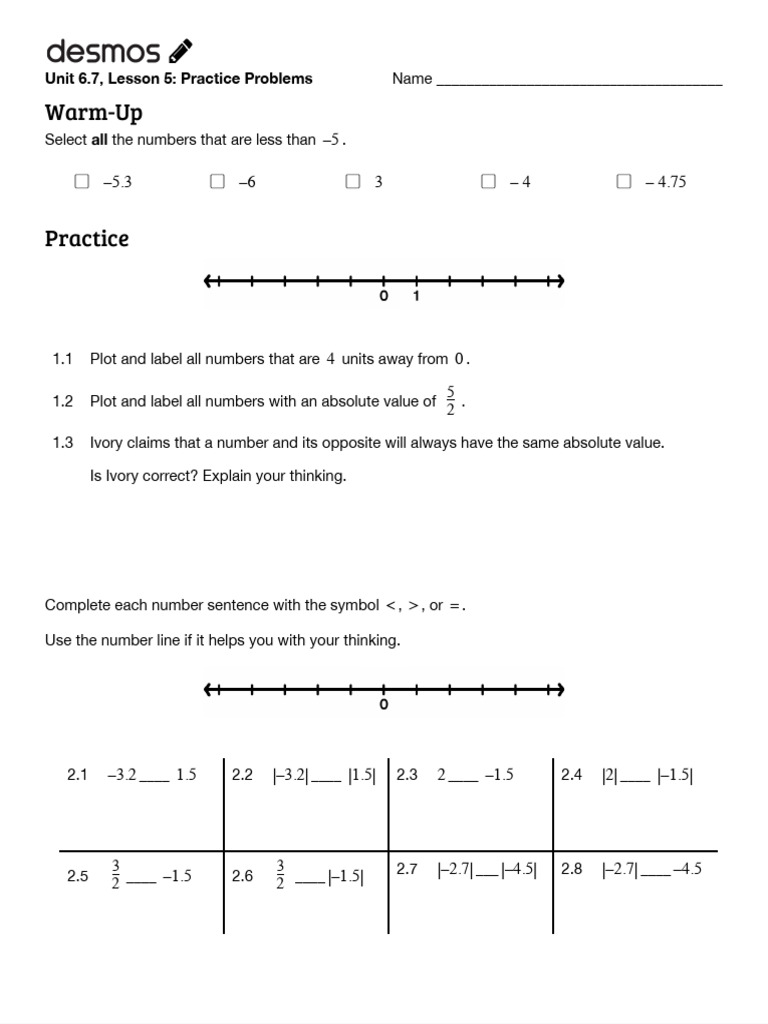 Desmos 6 7 Lesson 5 Practice Problems Pdf Mathematics