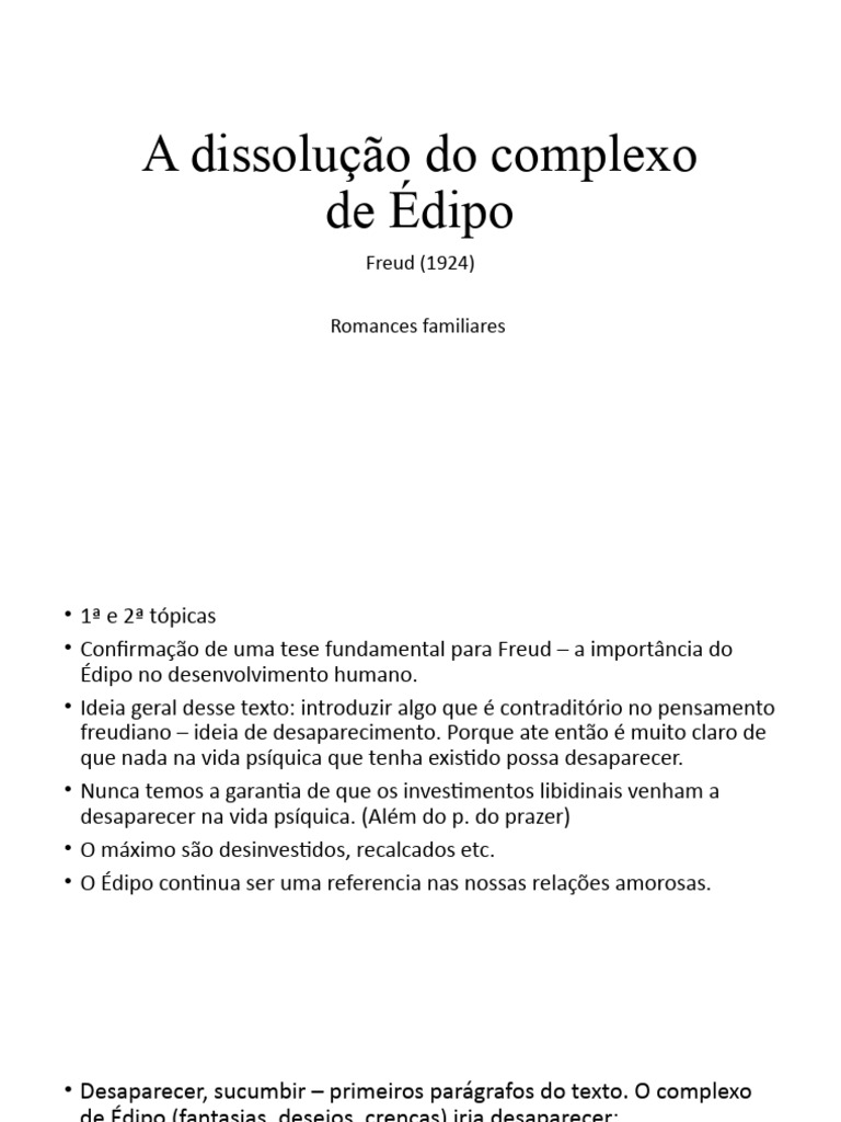 A Dissolução Do Complexo de Édipo - Freud 1924 (1) | PDF | Complexo de ...