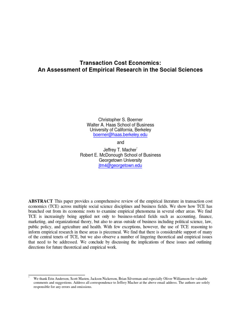 Boerner Macher JLEO TCE REVIEW | PDF | Economics | Market (Economics)