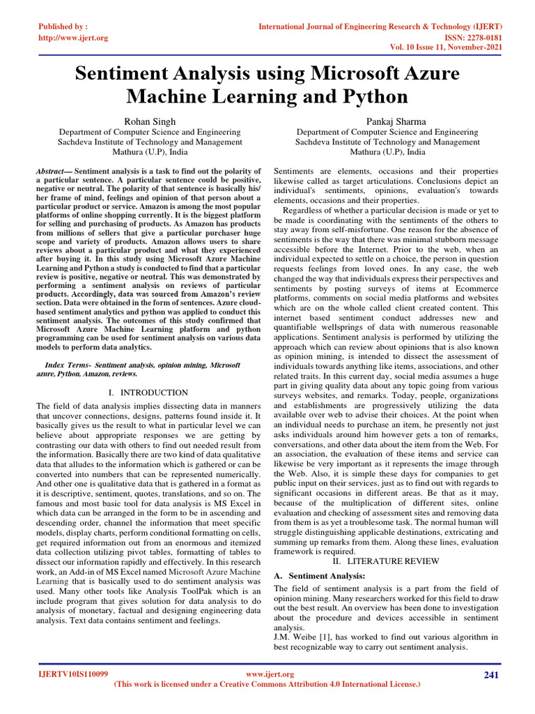 Sentiment Analysis Using Microsoft Azure Machine Learning And Python 2279