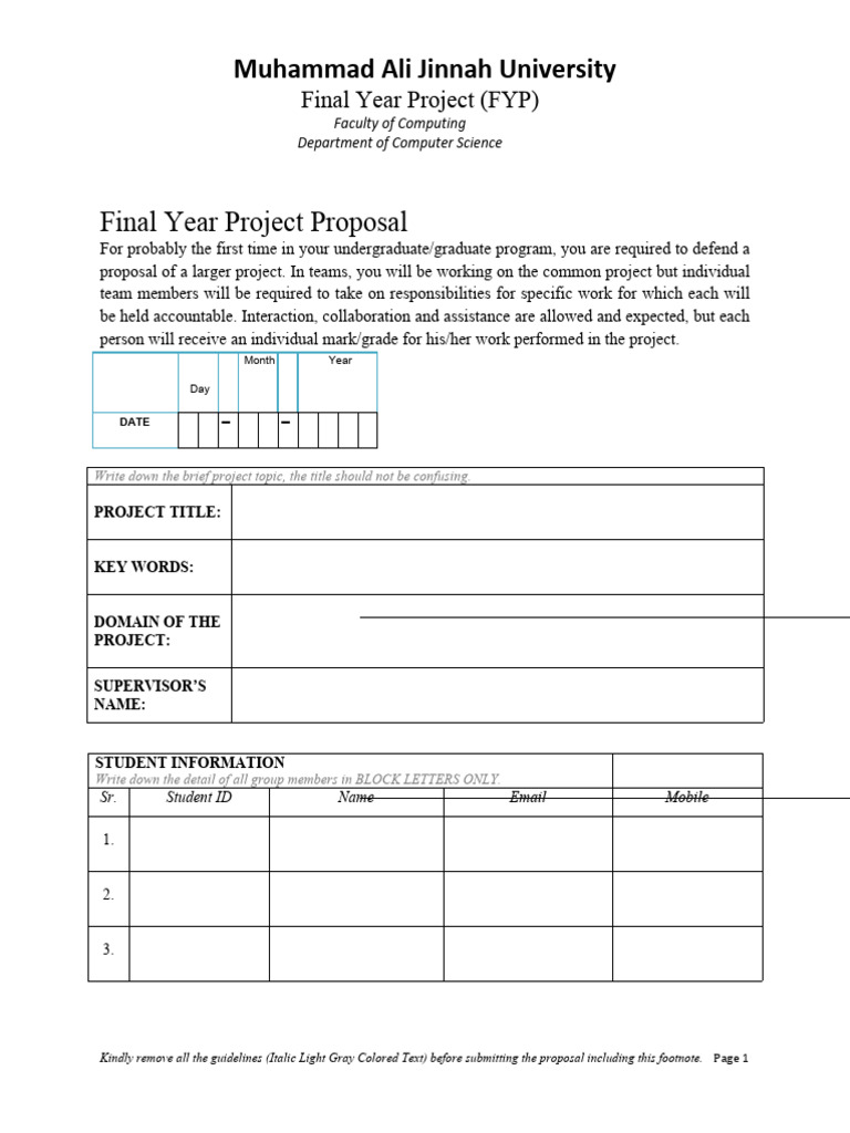 MAJU FYP Project Proposal Template | PDF | Implementation | Computing