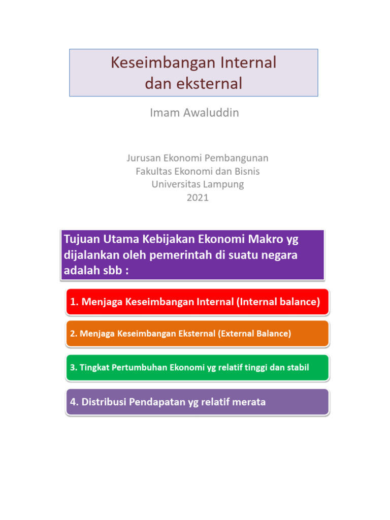 Keseimbangan Internal Dan Eksternal | PDF | Pengelolaan Keuangan & Uang