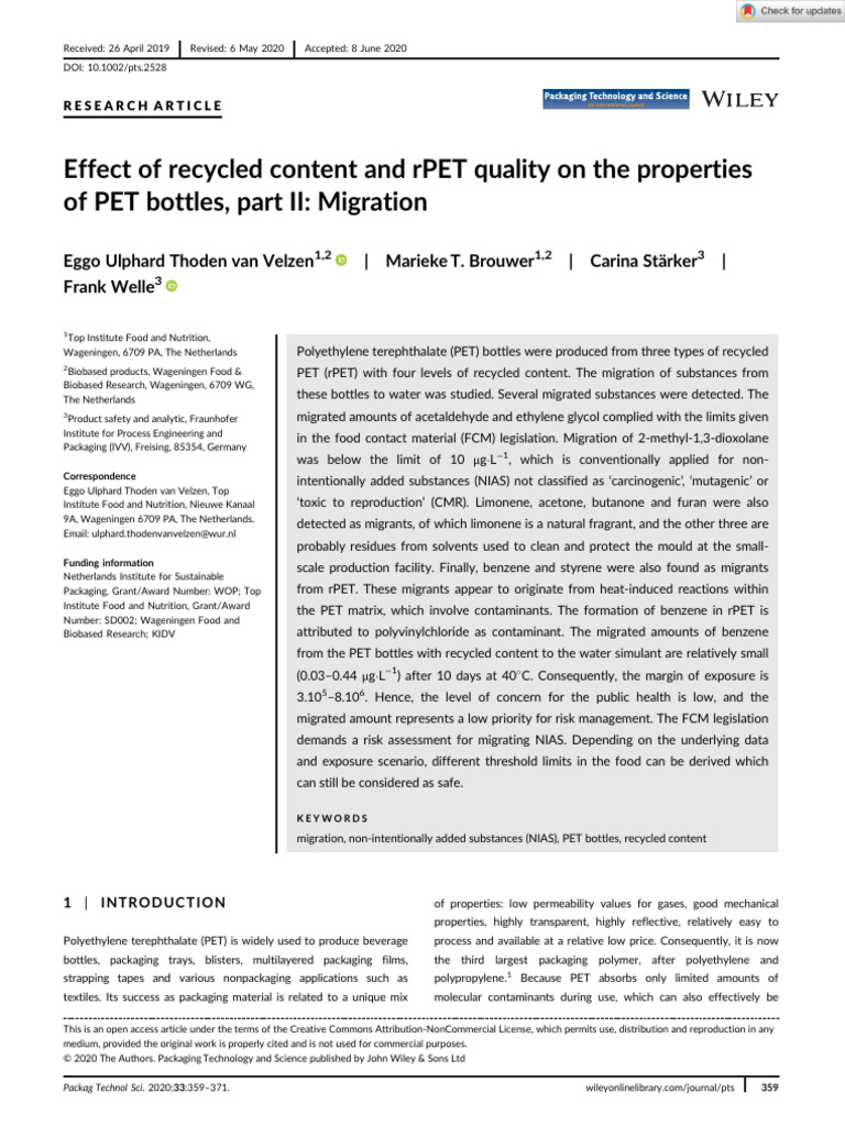 Effect of Recycled Content and rPET Quality On The Properties of II ...