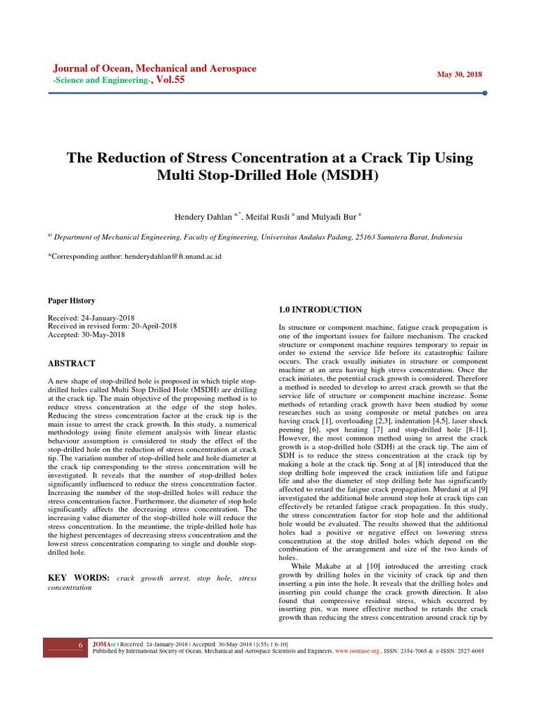 Dahlan Et Al 2018 - The Reduction of Stress Concentration at A Crack ...