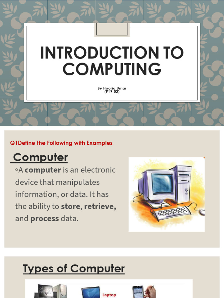 Intro To Computing | PDF | Computer Data Storage | Random Access Memory