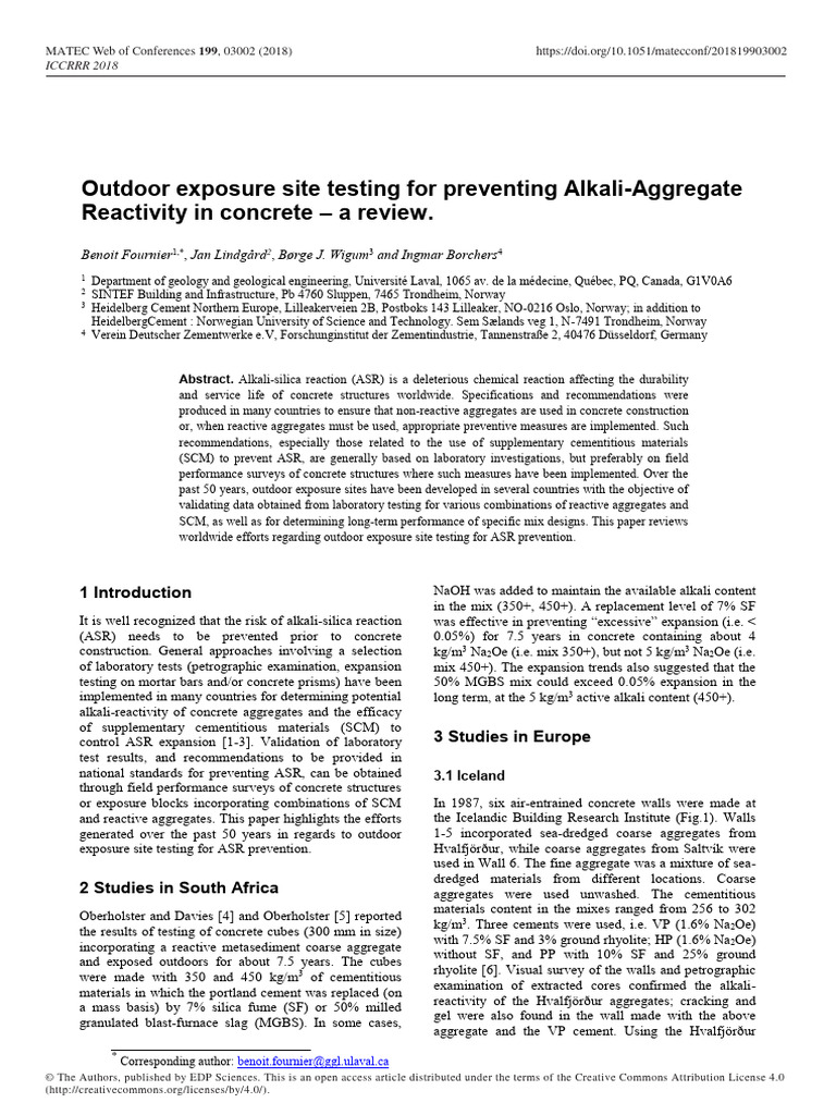 ASR Prevention: Outdoor Testing Review | PDF | Concrete | Cement