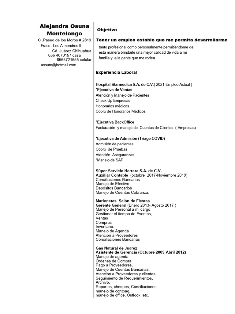 Curriculum Alejandra Osuna | PDF | Negocios económicos | Economias