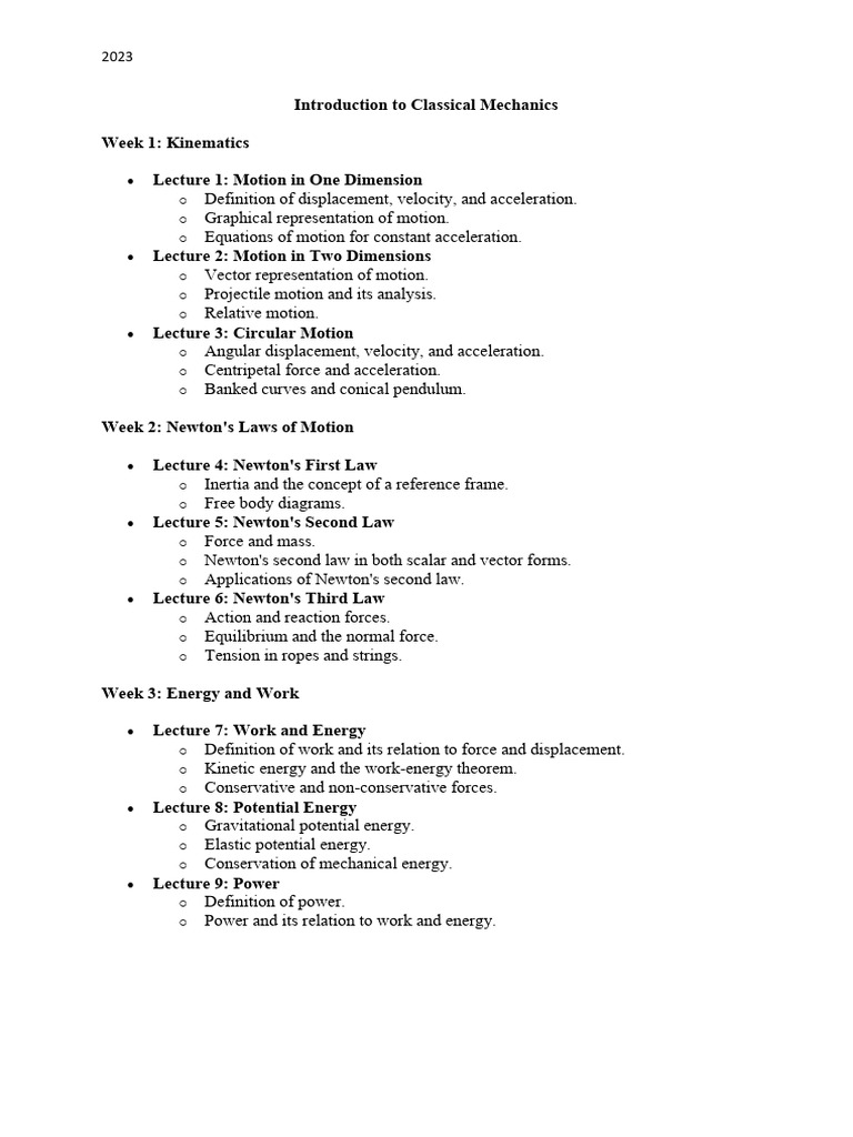Introduction To Classical Mechanics | PDF