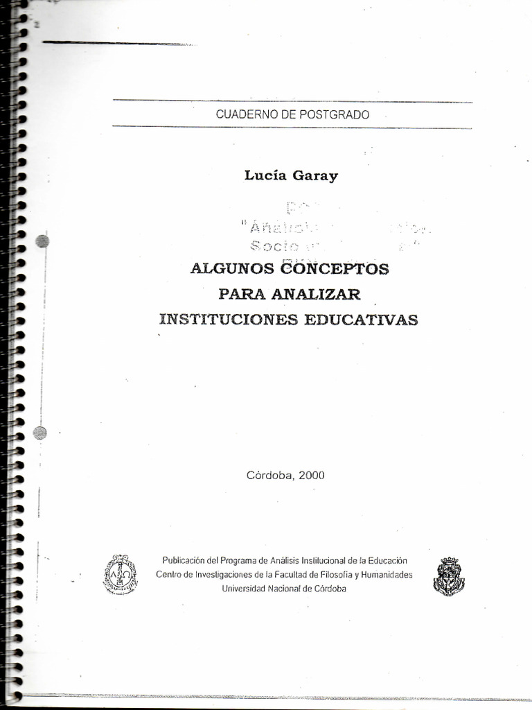 Lucia Garay. Algunos Conceptos para Analizar Instituciones Educativas | PDF