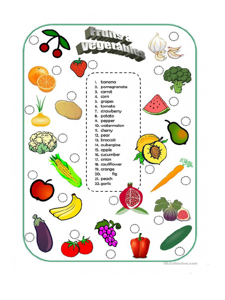 Fruits and Vegetables English Esl Worksheets For Distance Learning | PDF