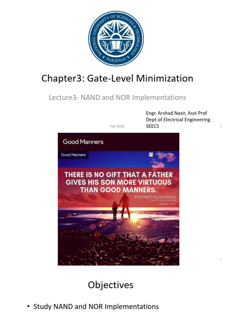 Lecture3 Chapter3 - NAND and NOR Implementations | PDF | Logic Gate | Boolean Algebra