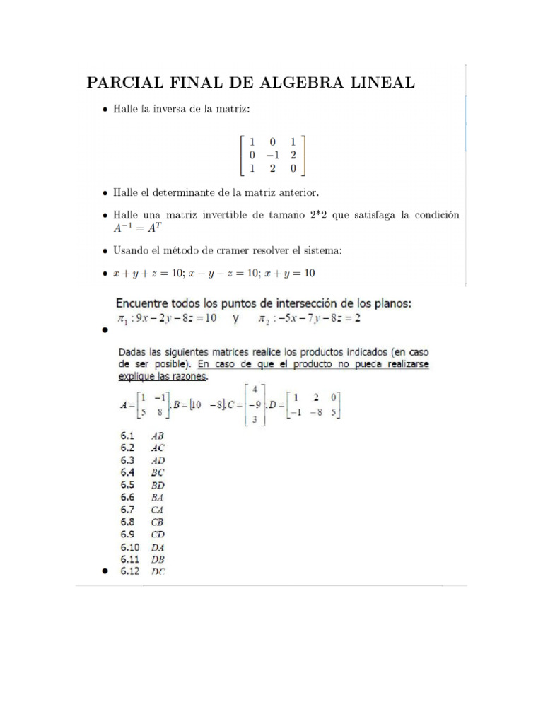 Parcial 3 Algebra Sin Resolver | PDF