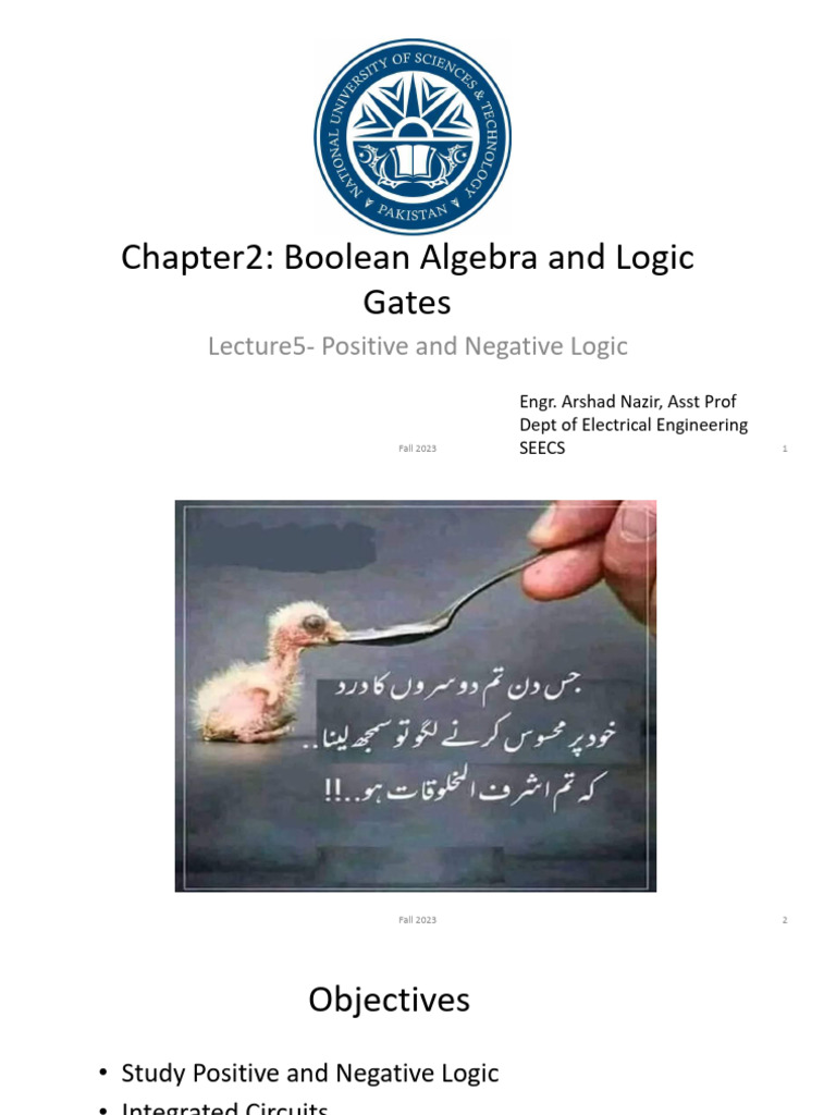 Lecture5 Chapter2 - Positive and Negative Logic | PDF | Logic Gate | Integrated Circuit