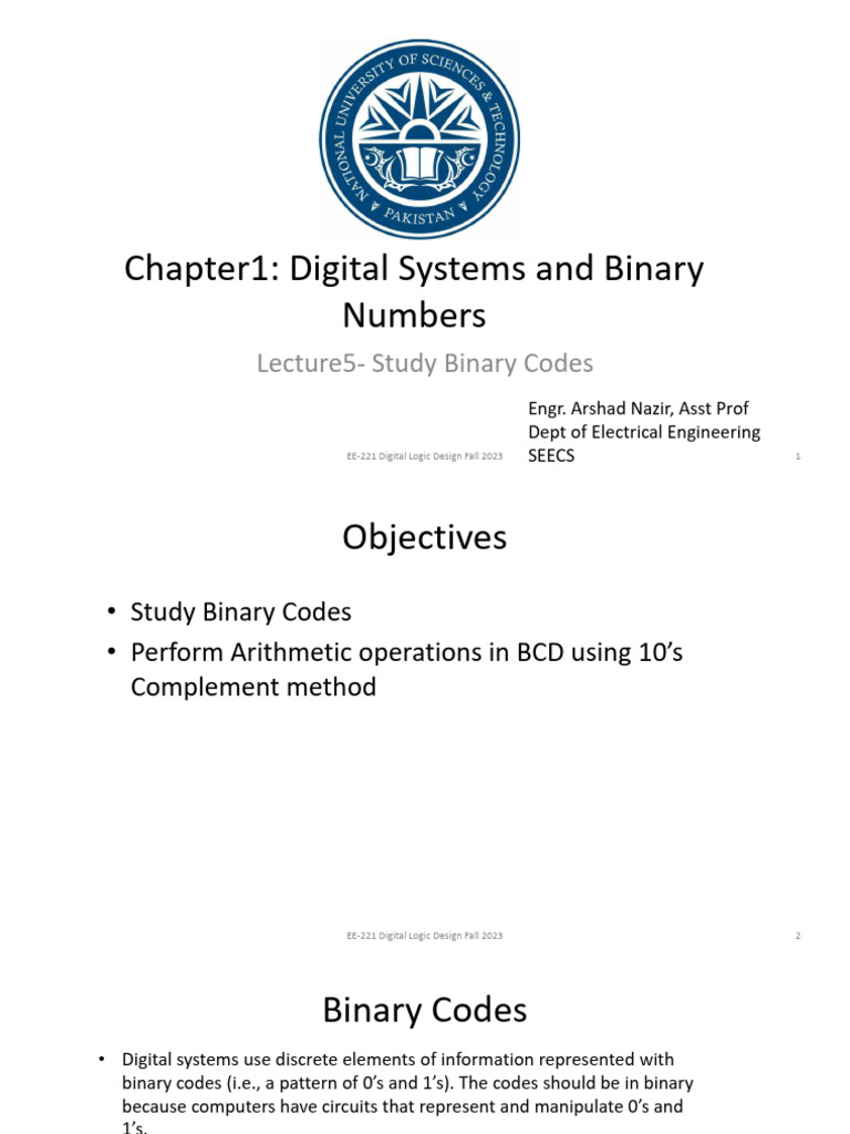 Lecture5 Chapter1 Binary Codes Pdf Binary Coded Decimal Bit