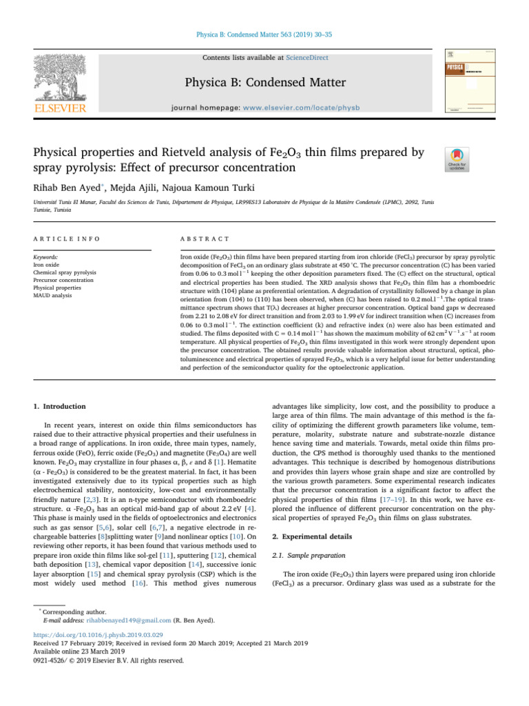 Fe2O3 Thin Films: Physical Properties Analysis | PDF | Thin Film ...
