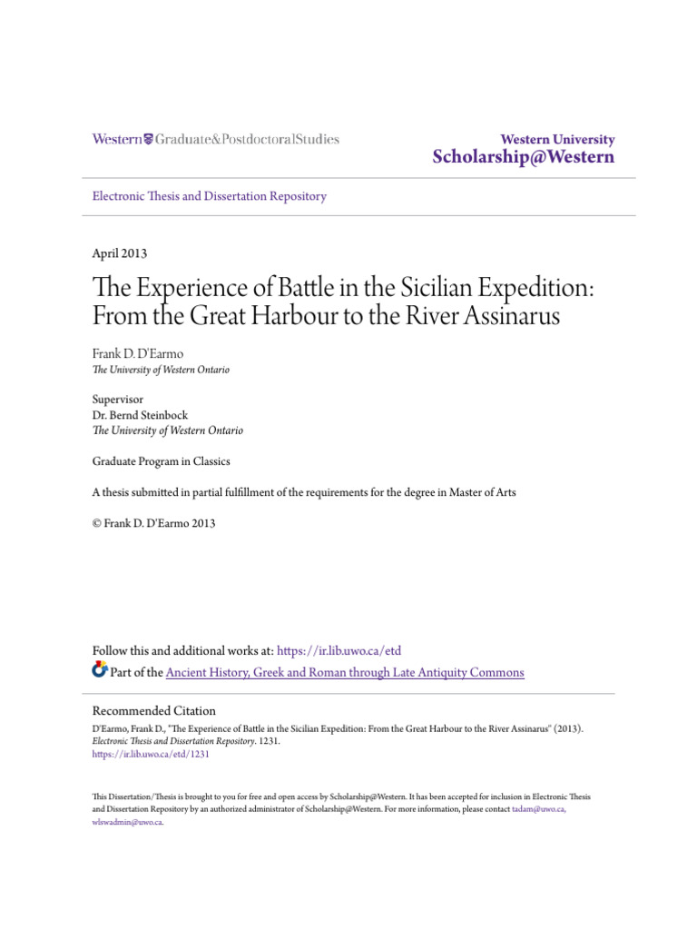 The Experience of Battle in The Sicilian Expedition - From The GRE ...