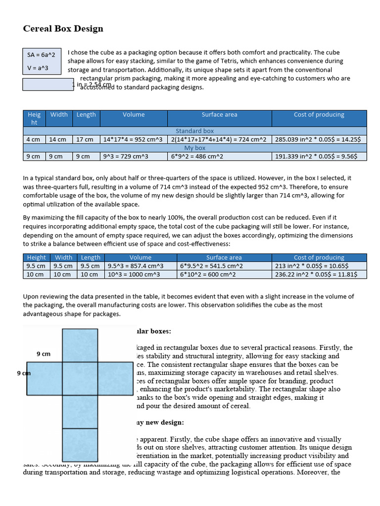 Cereal Box Design | PDF | Volume | Business Economics