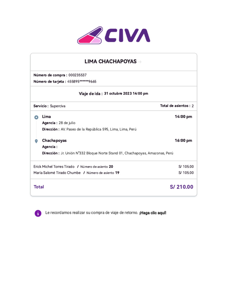 Civa - Empresa de Transporte Del Perú | PDF