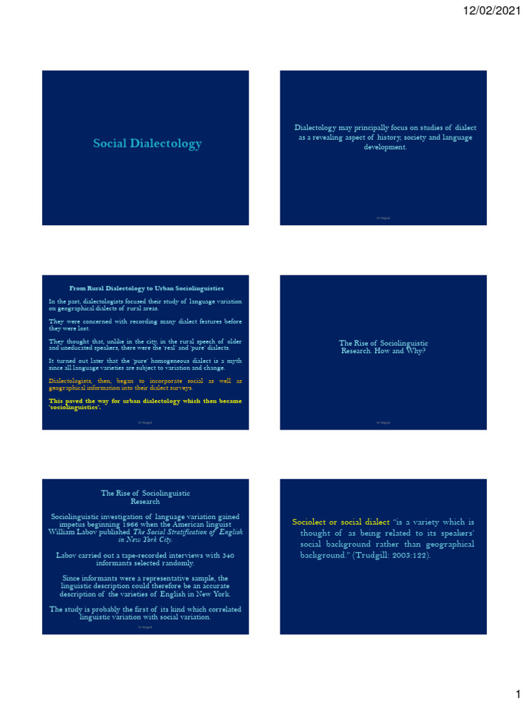 3 Social Dialectology 2021 | PDF | Sociolinguistics | Dialectology