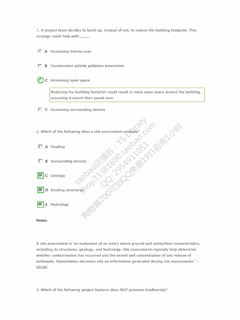 LEED GA Practice Exam Questions - 04 Sustainable Sites | PDF