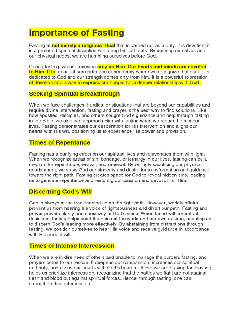 Benefits of Fasting for Spiritual Growth | PDF | Prayer | Faith