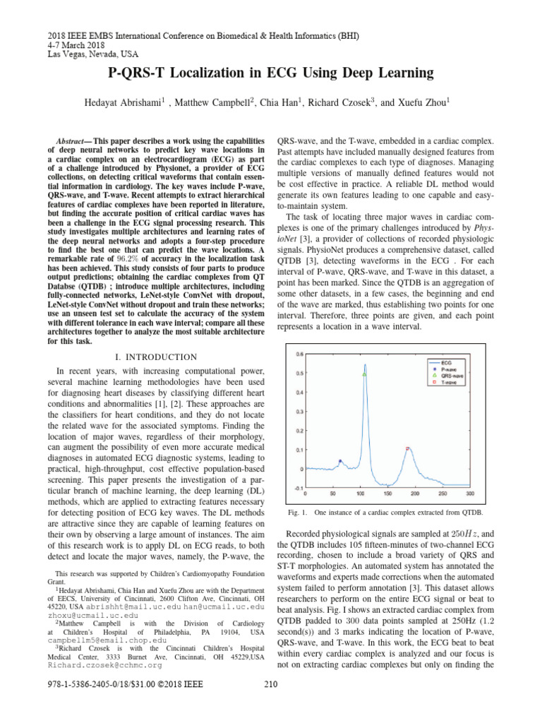P Qrs T Localization In Ecg Using Deep Learning Pdf Artificial Neural Network