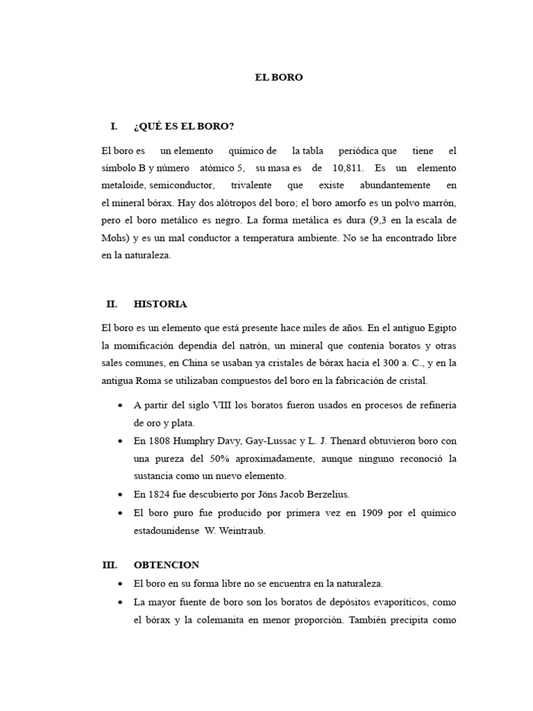 El Boro | PDF | Boro | Química
