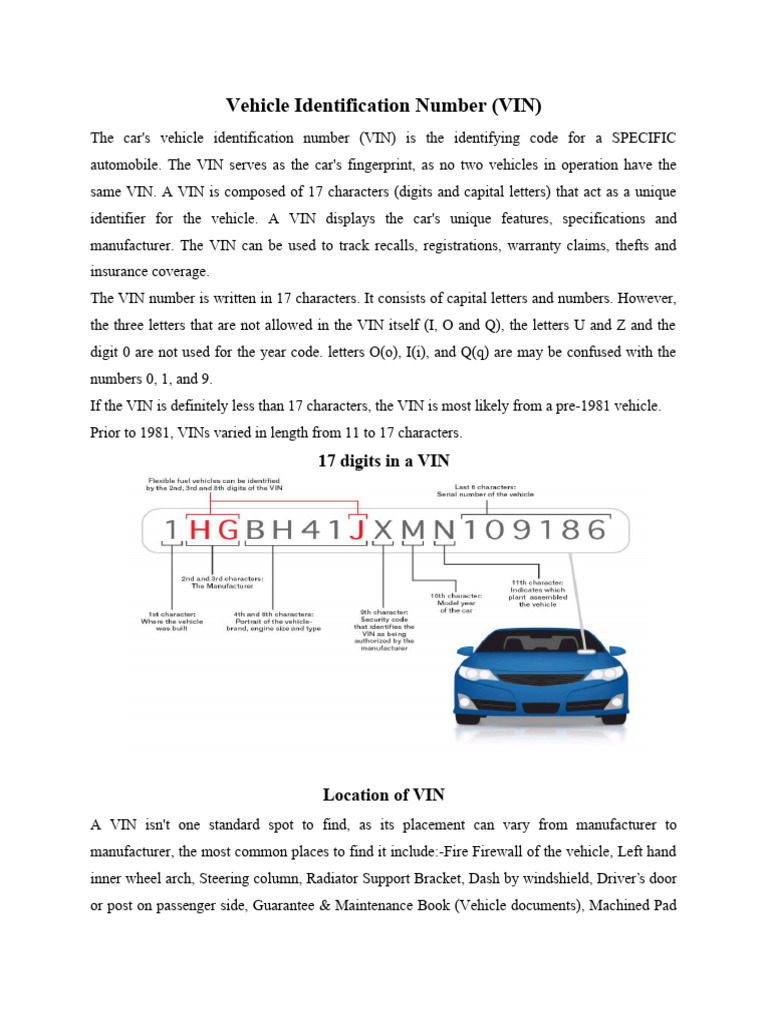 VIN For | PDF | Land Vehicles | Vehicle Industry