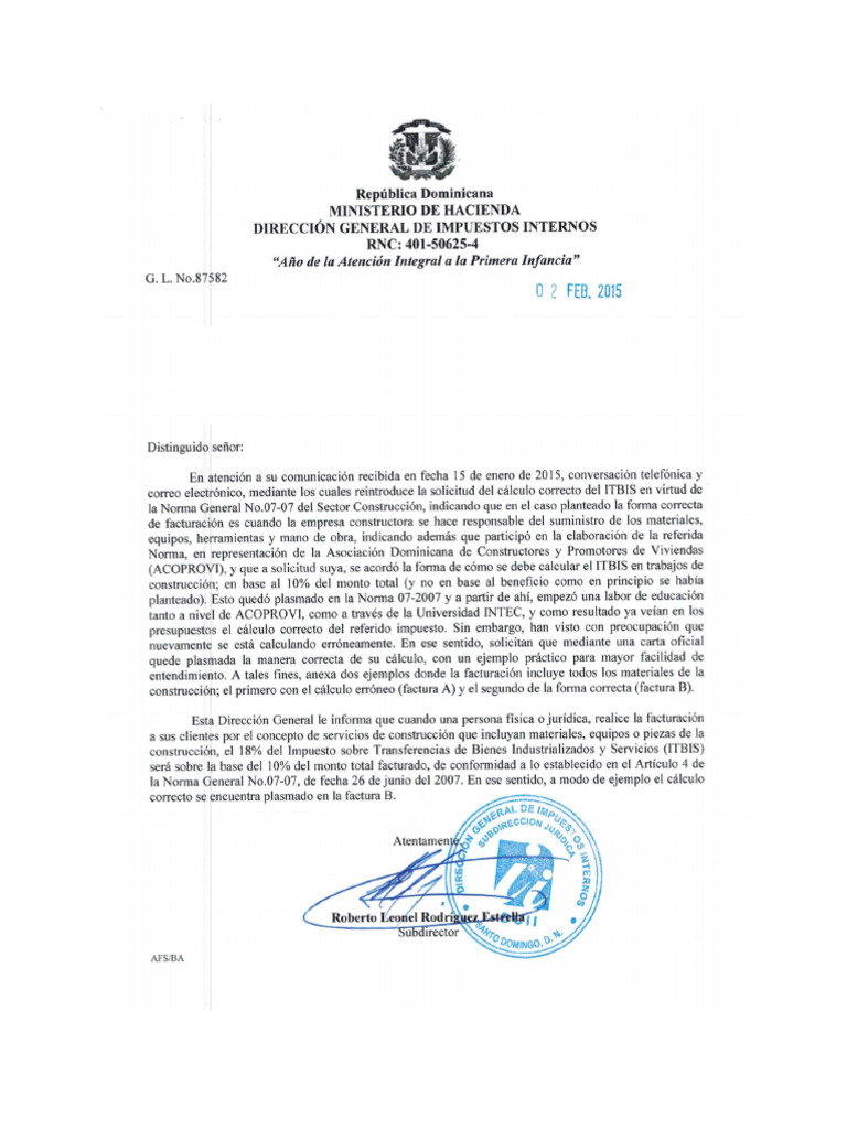 DGII - Consulta para Calcular El ITBIS en Construcción A Todo Costo ...