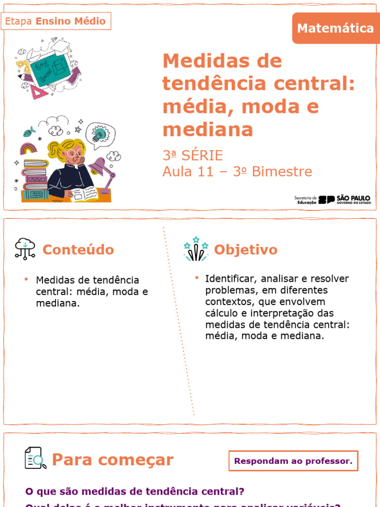 Aula 11 - Medidas de Tendência Central- Média, Moda e Mediana | PDF ...