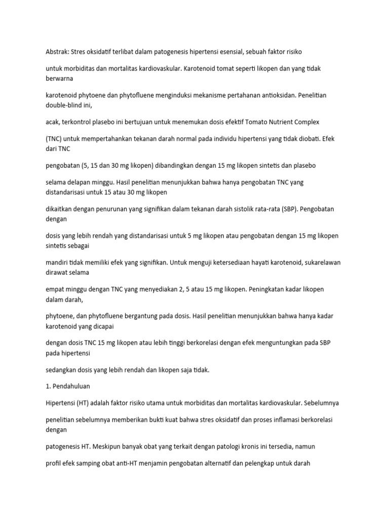 Efek Likopen pada Tekanan Darah Hipertensi | PDF | Kesehatan Holistik