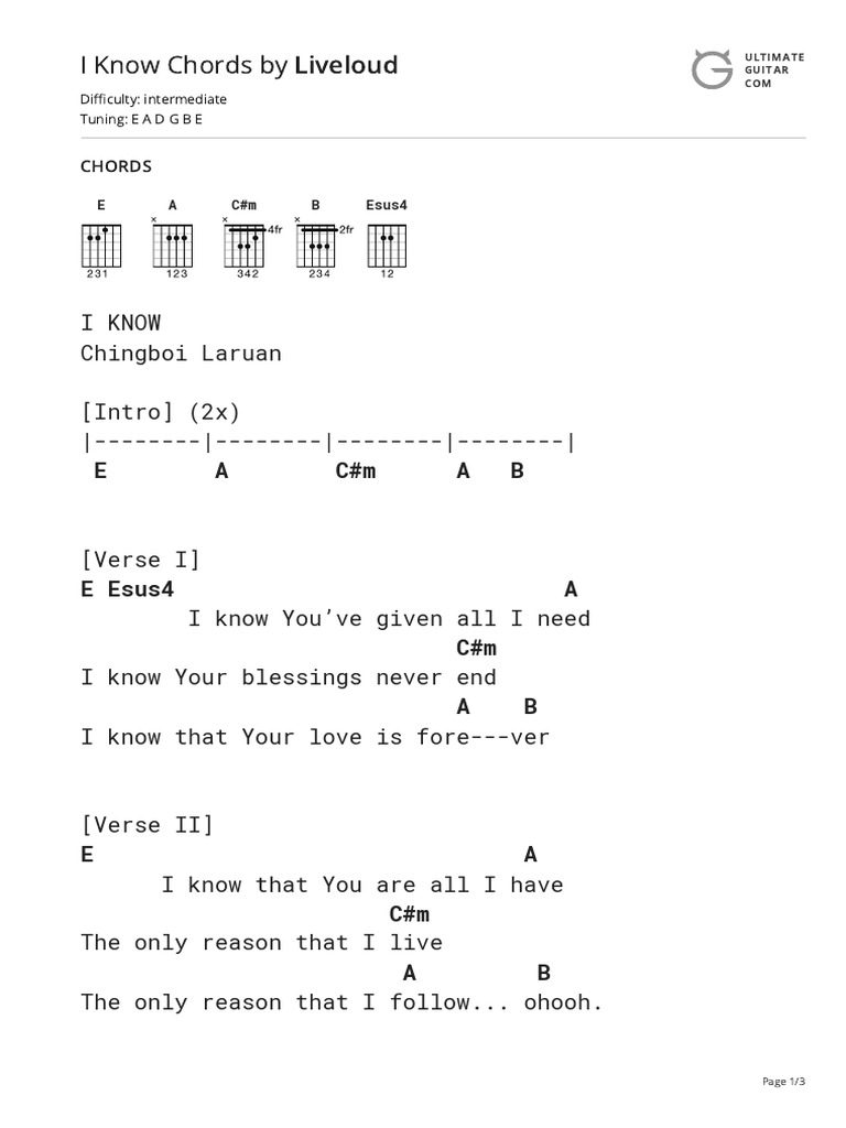 I Know Chords 2022 | PDF