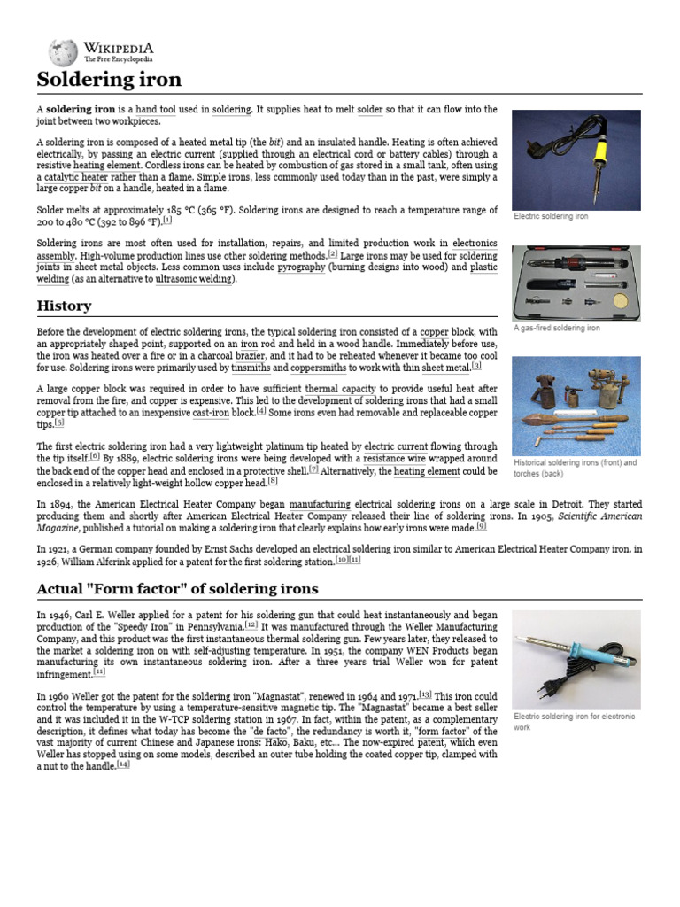 History and Types of Soldering Irons | PDF | Soldering | Solder