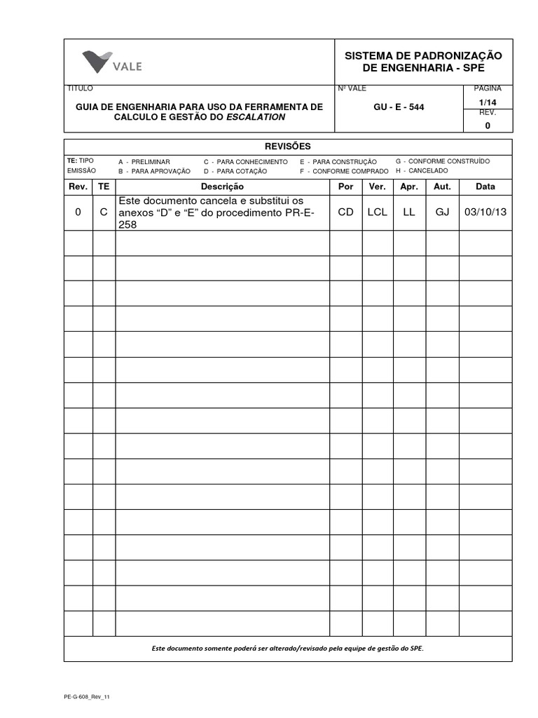 GU-E-544 Guia Calculo Gestao Escalation Rev 0 | PDF | Engenharia ...