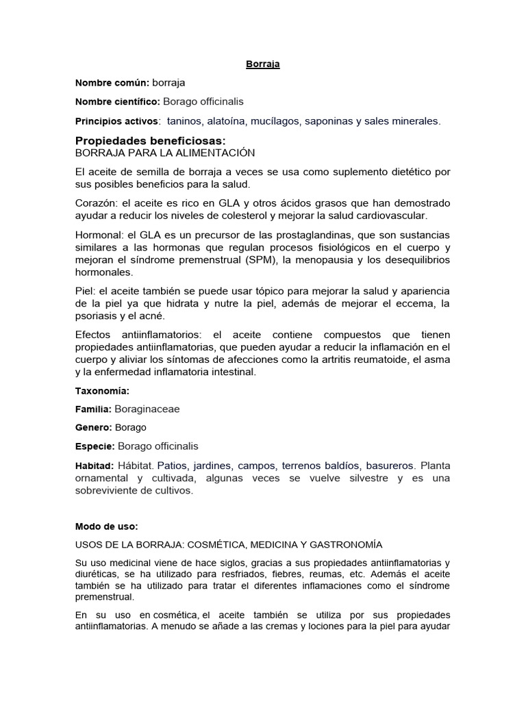 Borraja | PDF | Antiinflamatorio | Petróleo