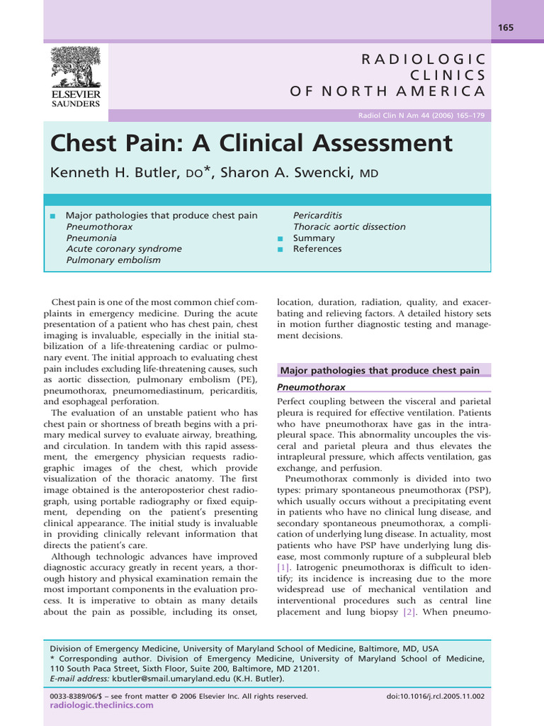 Chest Pain | PDF | Thorax | Thorax (Human Anatomy)