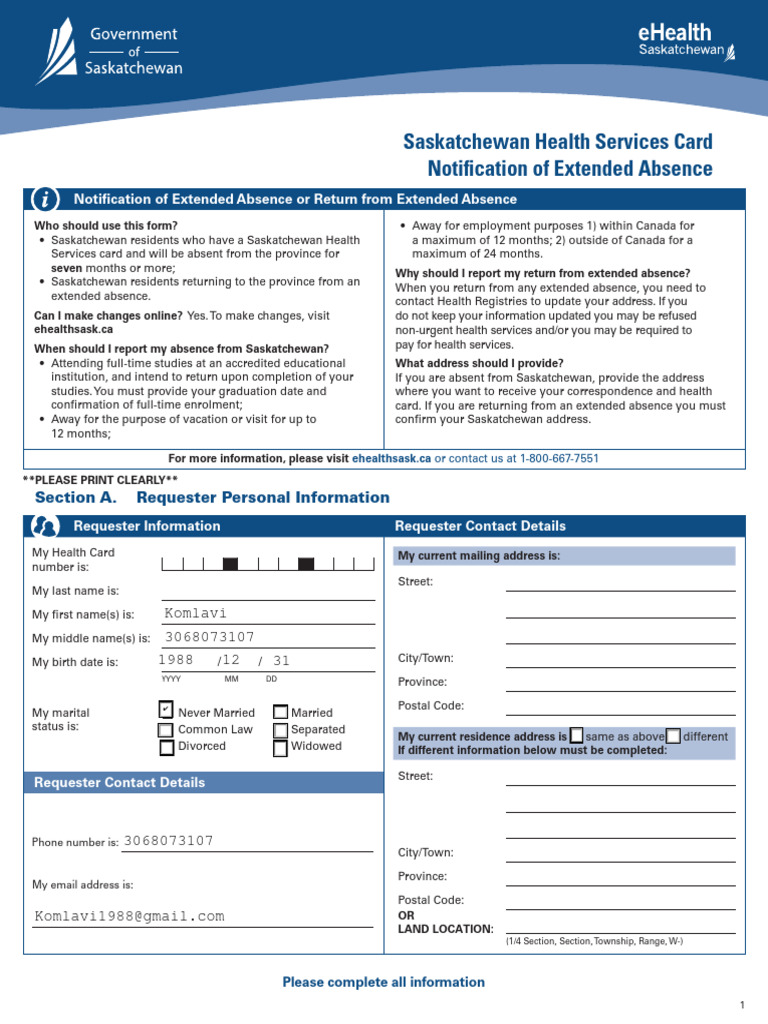 Extended Absence Notification Form | PDF