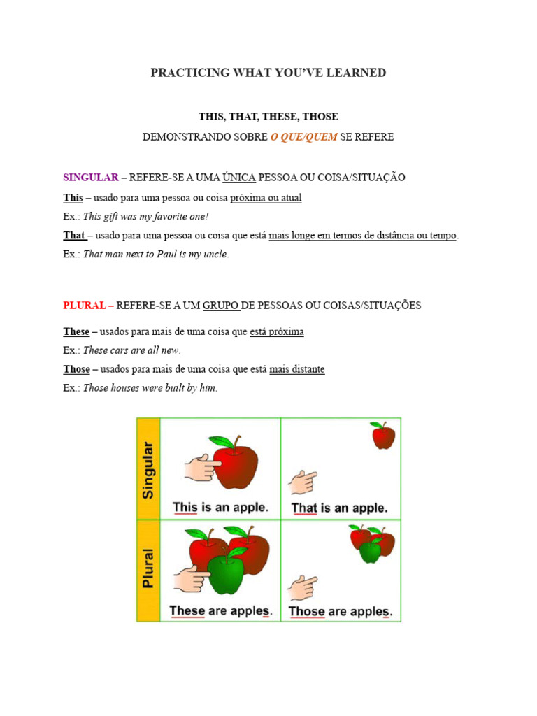 Demonstrative Adjectives Exercises | PDF | Consumer Goods | Human ...