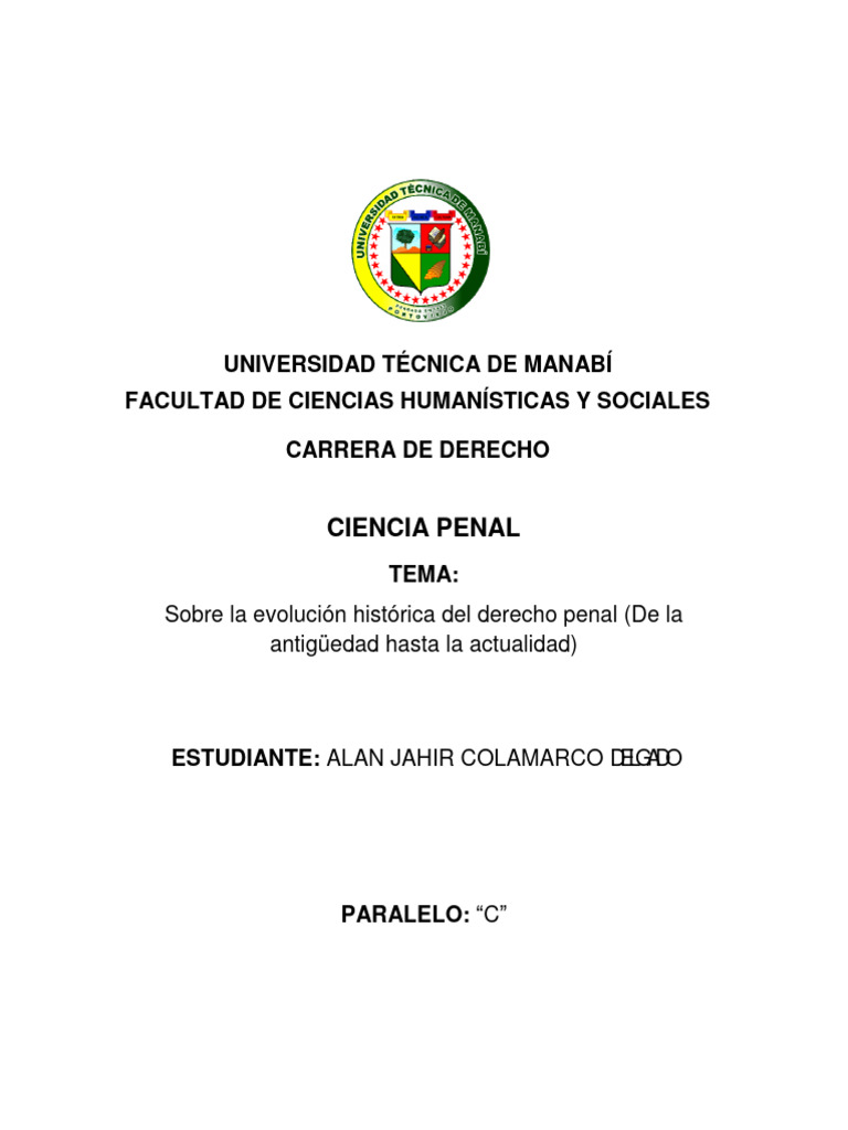 Evolución del Derecho Penal en Ecuador | PDF | Derecho penal | Iglesia ...