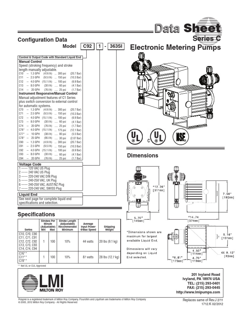 Series C Data Sheet New Pdf Pump Valve