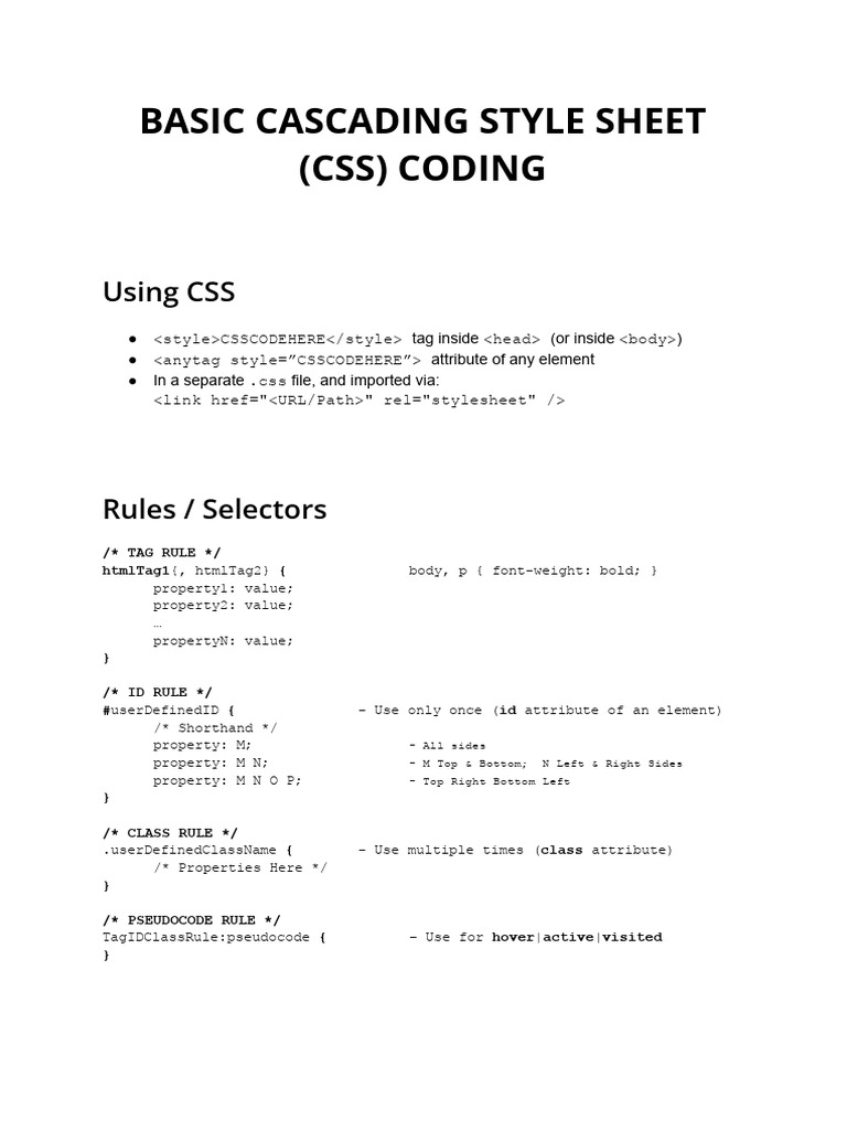 CSS 01 Basics | PDF | Typefaces | Printing CSS 01 Basics | PDF | Typefaces | Printing