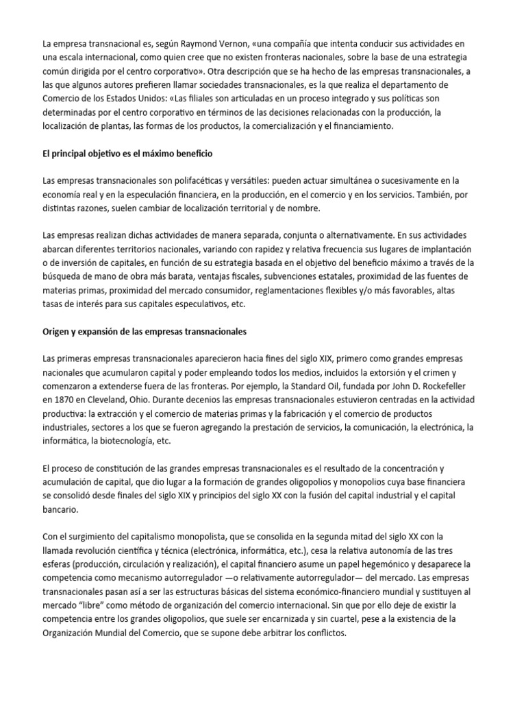 La Empresa Transnacional Es | PDF | Business | Corporación multinacional
