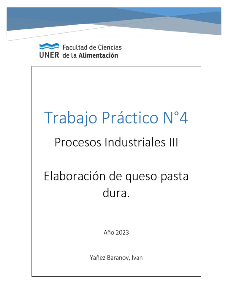 Informe TP N°4 | PDF | Leche | Queso