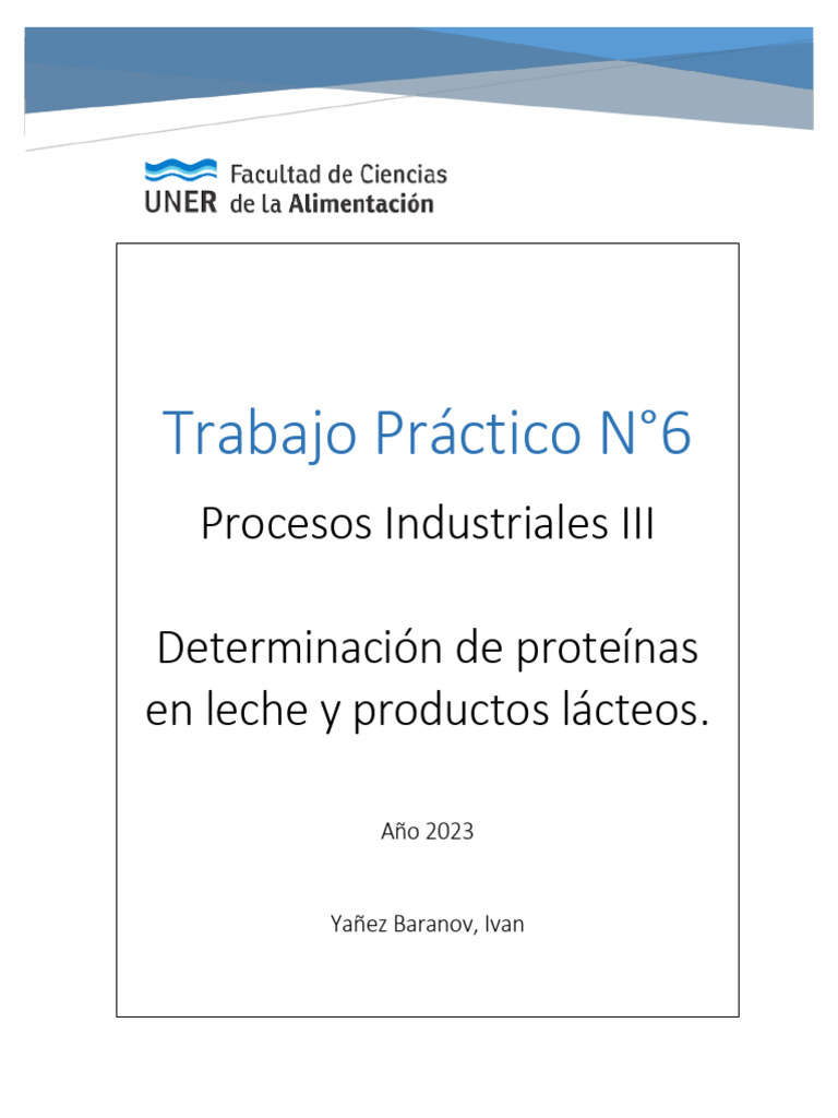 Informe TP N°6 | PDF | Leche | Productos lácteos