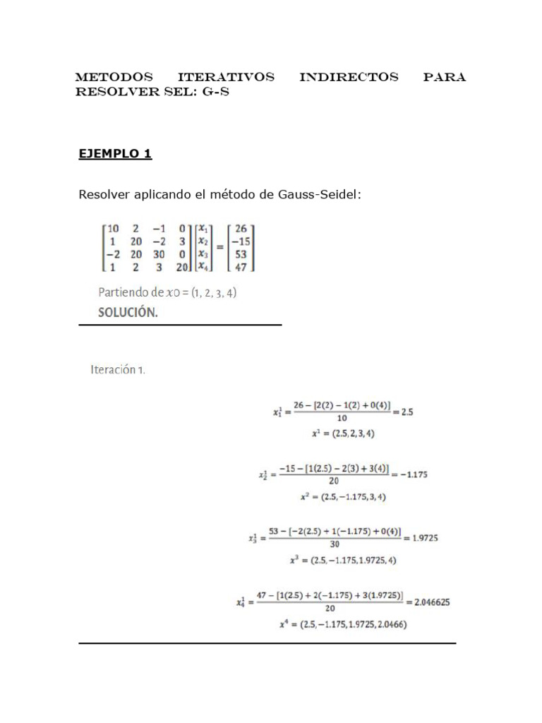 Ejemplos Numericos Metodo Gauss-Seidel | PDF | Métodos y materiales de enseñanza | Ciencia y ...